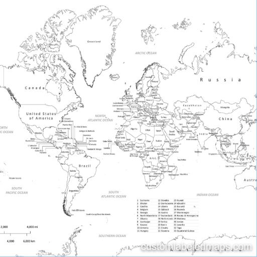 World Map Archives - Custom Labeled Maps – Editable & Printable in PDF ...