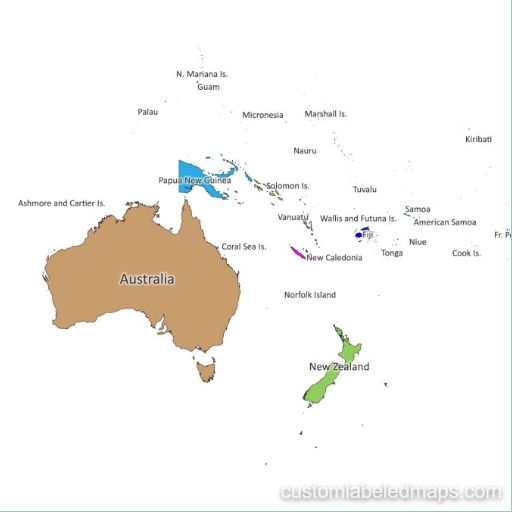 Oceania Archives - Custom Labeled Maps – Editable & Printable in PDF ...